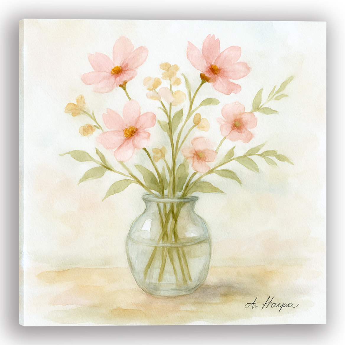 Ophelia & Co. "Peachy Petals in Glass" Wrapped Canvas Print | Wayfair